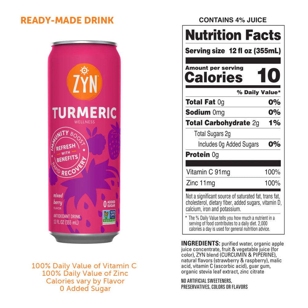 Pages ZYN Ingredients: Mother Nature's Gold, Turmeric - Drink ZYN